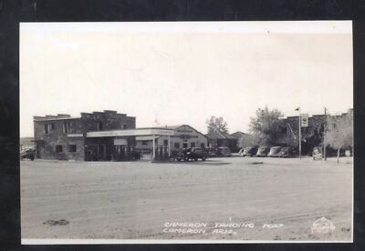 REAL PHOTO CAMERON ARIZONA TRADING POST GAS STATION OLD CARS POSTCARD ...