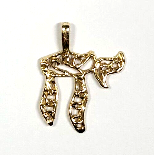 14k Yellow Gold Hebrew Chai Symbol Pendant | eBay