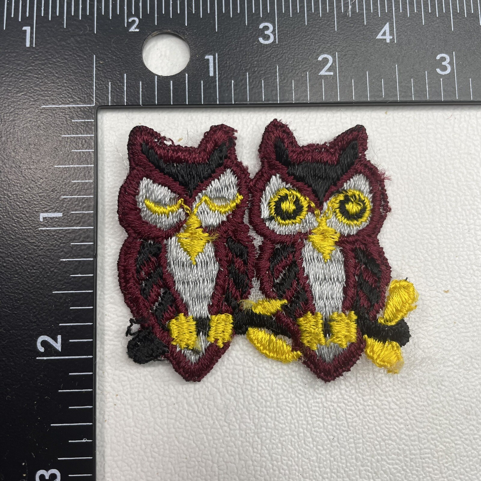Vintage (Version B) EMBROIDERED OWL Patch (It’s 2 Owls On A Perch) C27W ...