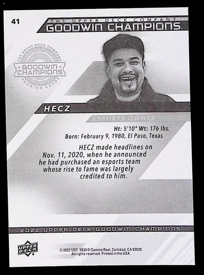 HECZ - 2022 Upper Deck Goodwin Champions E-Sports #41 | eBay