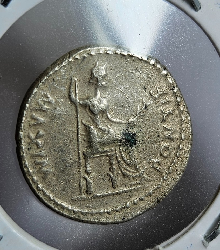 Ancient ROMAN coin Silver Tiberius. AD 14-37. AR Denarius "Tribute ...