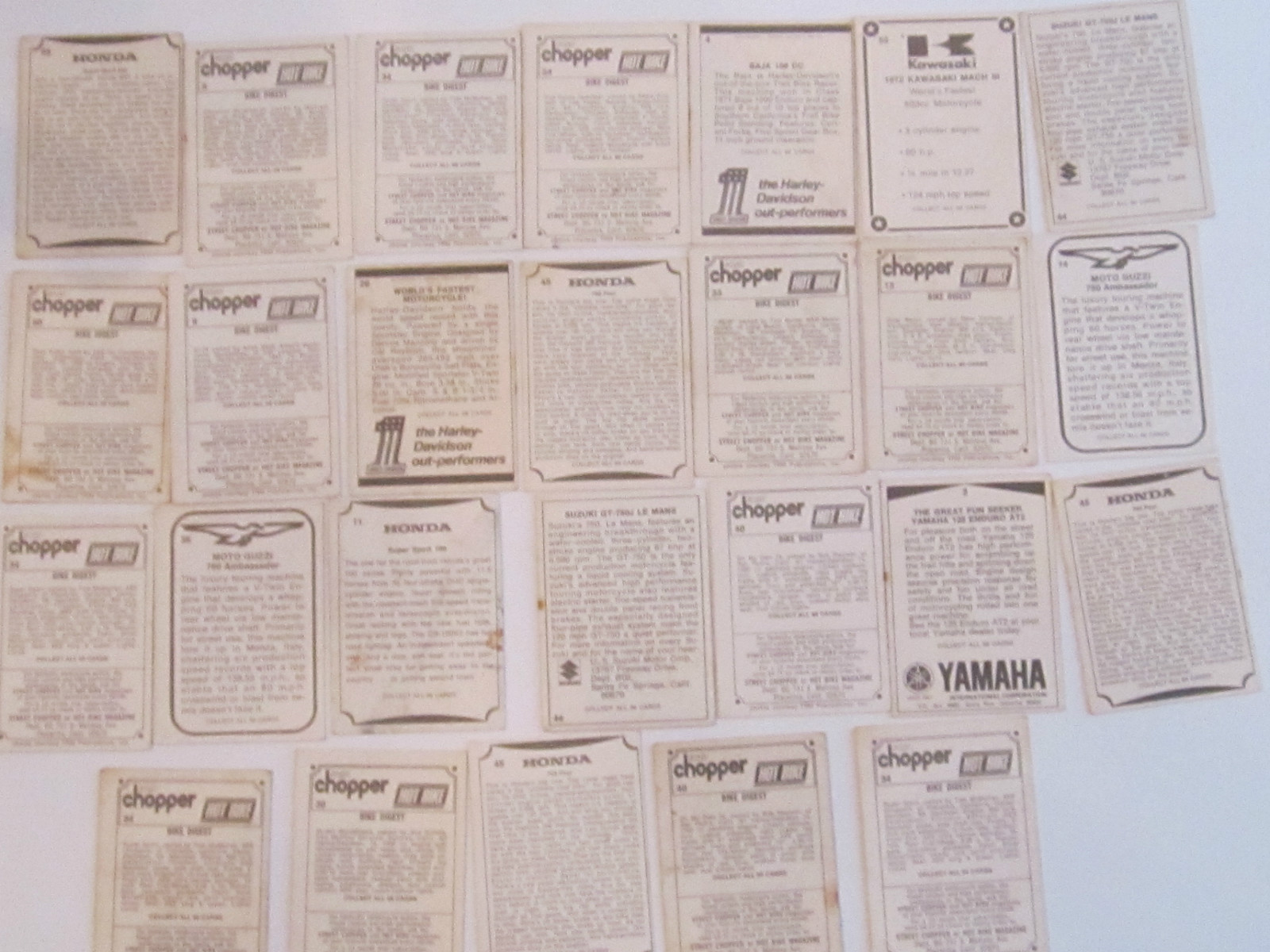 1970'S LOT OF (26) STREET CHOPPER HOT BIKE TRADING CARDS - NICE - LOT 3 ...