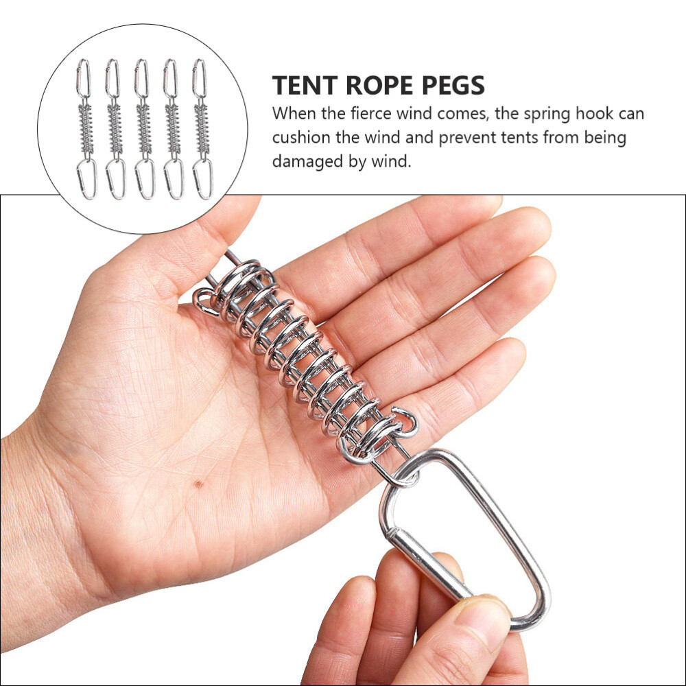 Tent Spring Buckle Wind Rope Pegs Accessories Anchoring Tool Elastic | eBay