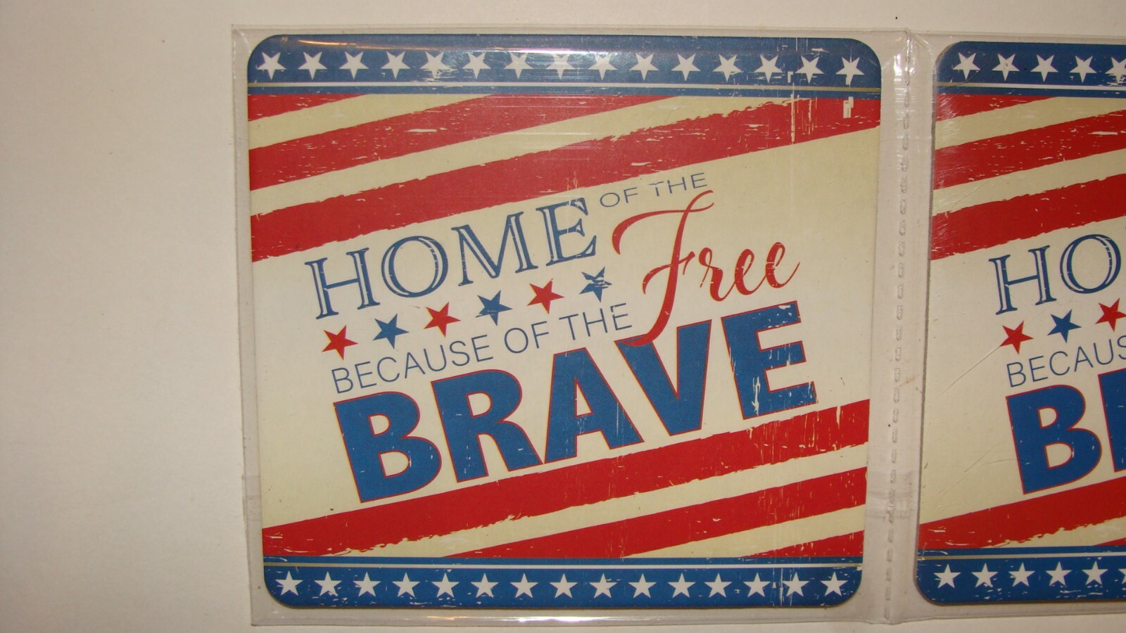 Set of 2 HOME OF THE FREE because of the BRAVE * VFW Patriotic COASTERS ...