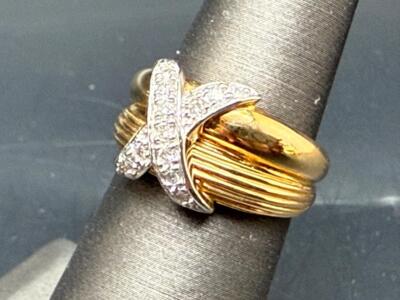 Fine Ladies 14kt Gold X Style Diamonds Ring. | eBay