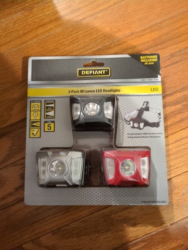 Defiant 80 Lumen LED Headlights (3-Pack) Headlamps Brand New ...
