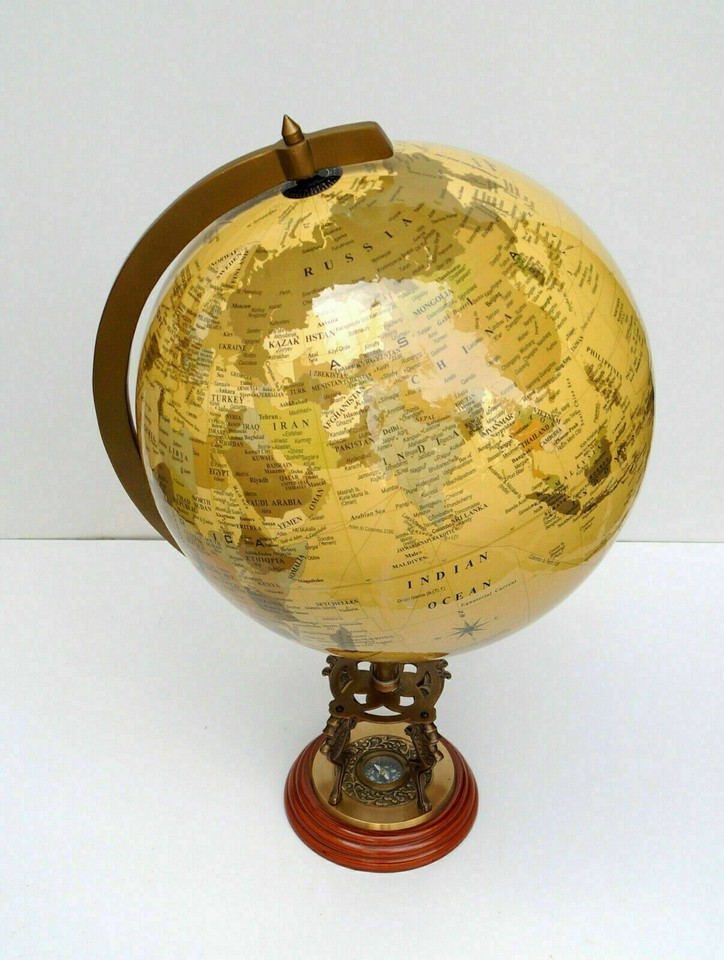 Antique 20" Globe World Map Earth Globes With Designer Lions Wooden ...