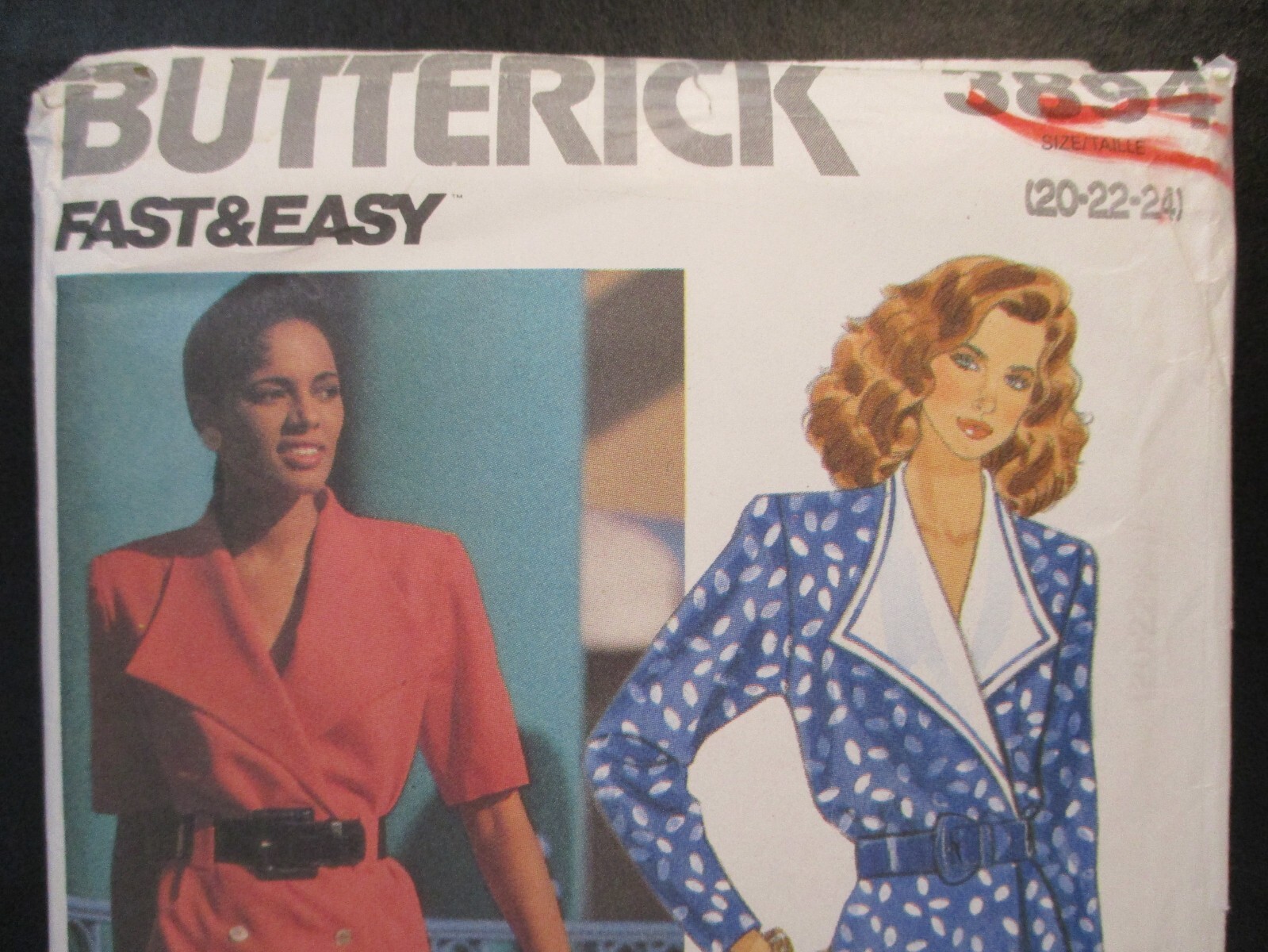 Butterick Fast & Easy Pattern 3894 Miss Size 20-22-24 Dress Wrap or ...