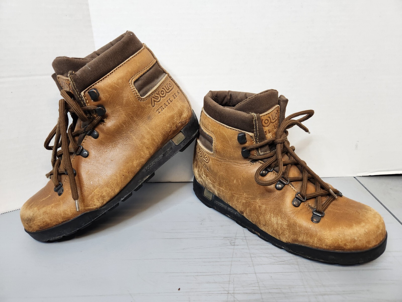 Vintage Asolo Trail 2S Brown Leather Lace Up Hiking B… - Gem