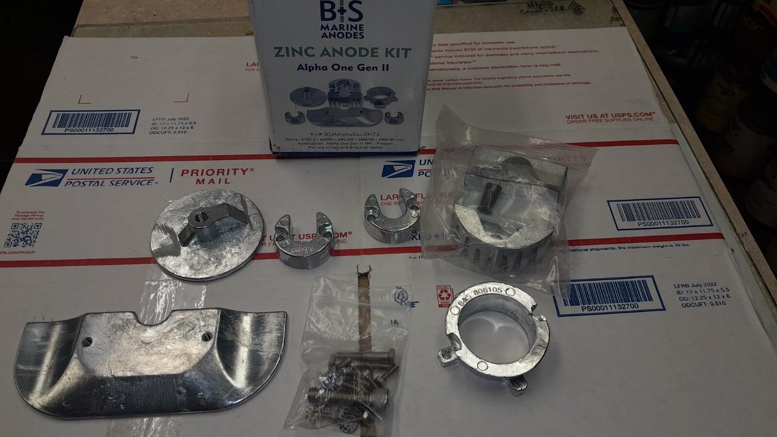 B & S Anodes BSMALPHAGEN2KITZ Alpha One Gen II Outdrive Zinc Anode Kit ...