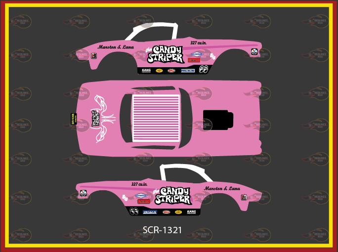 1/64 '62 Corvette "Candy Striper" Gasser Custom Replica Decal SCR-1321 ...