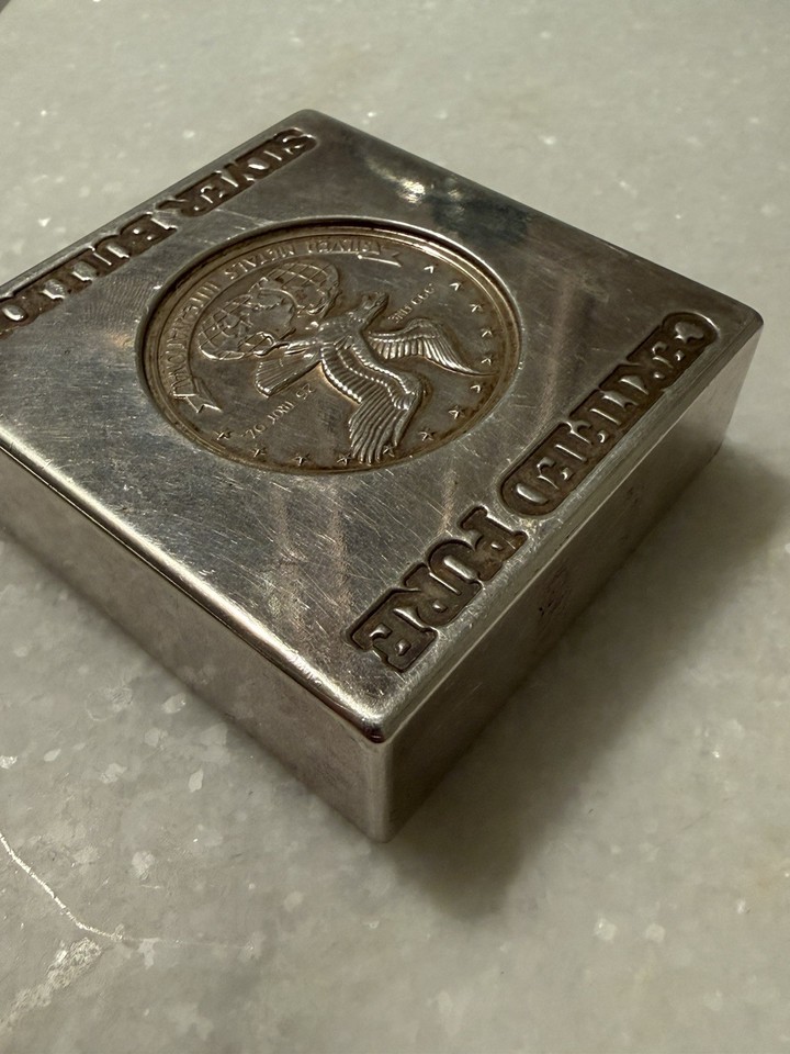 Vintage 25 oz .999 Silver Bar Square-shaped Silver Metals Intl. | eBay UK
