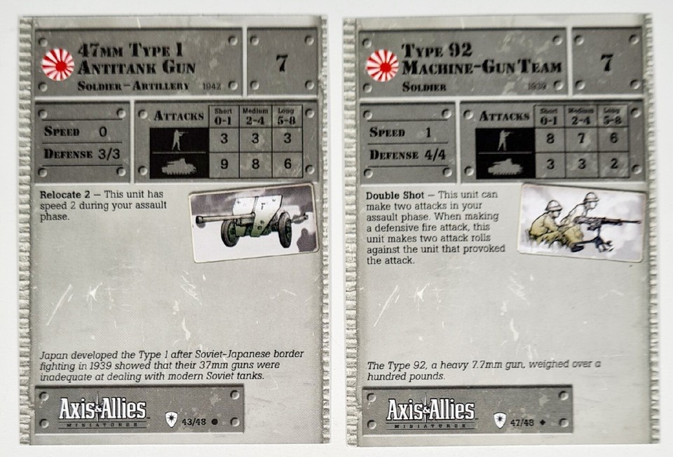 Axis & Allies Base Japan 47MM Type 1 Anti Tank Pistol 92 Machine-Gun ...