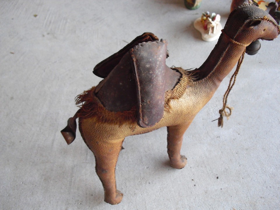 BIG Vintage Leather Camel Figurine 10" Tall LOOK | eBay