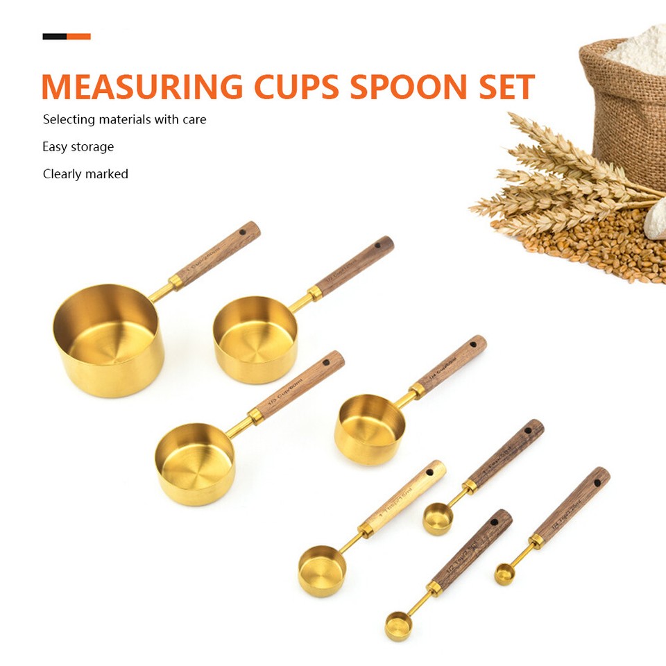 Measuring Cups Set Stackable Teaspoon Measure Spoon Set Gold Baking ...