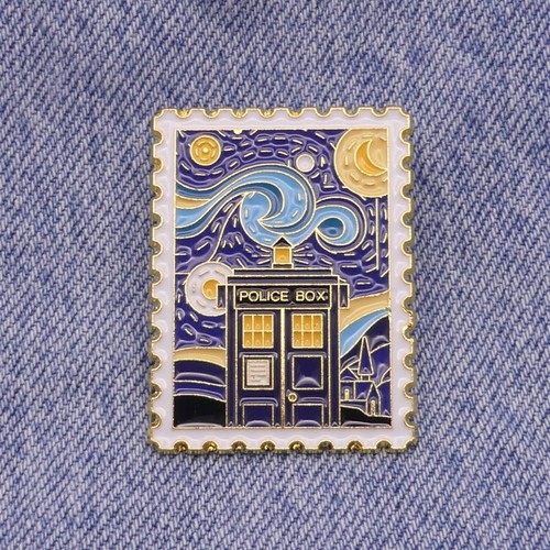 Dr Who Tardis Police Box Enamel Pin Badge "Van Gogh Starry Night ...