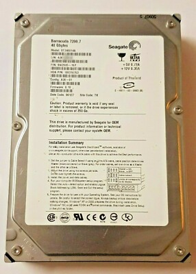 40 GB IDE Seagate Barracuda 7200.7 ST340014A P-ATA 2MB HDD 3.5 ...