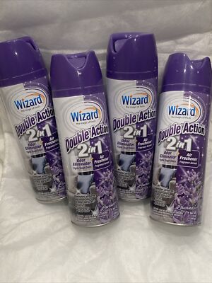 4 Pack Wizard Double Action 2in1 Odor Eliminator Air Freshener LAVENDER ...