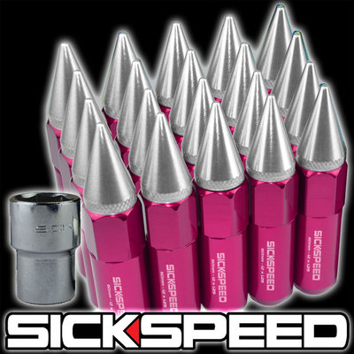 SICKSPEED 20 PC PINK/POLISHED SPIKED 60MM LOCKING LUG NUTS WHEELS 12X1 ...