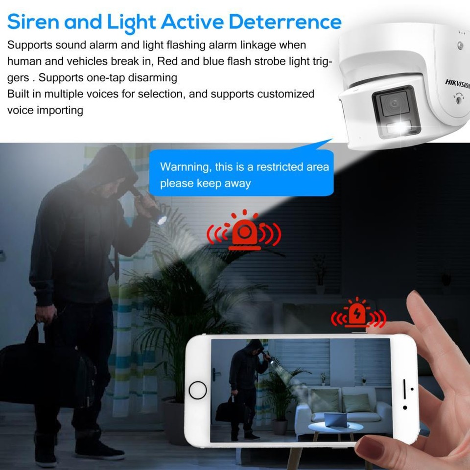 Hikvision Dual light ColorVu Panoramic 8MP 4K IP Camera DS-2CD2387G2P ...