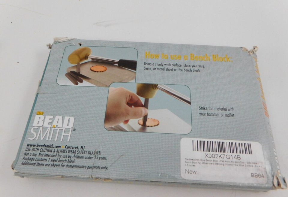 The Beadsmith Steel Bench Block Flat Anvil (6 x4 x 0.5 ") -Distressed ...