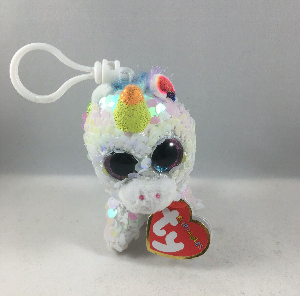 2019 TY Flippables Sequin 3" PIXY Unicorn Beanie Boo Key Clip Plush Toy ...