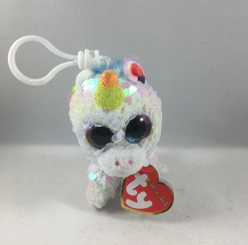 2019 TY Flippables Sequin 3" PIXY Unicorn Beanie Boo Key Clip Plush Toy ...