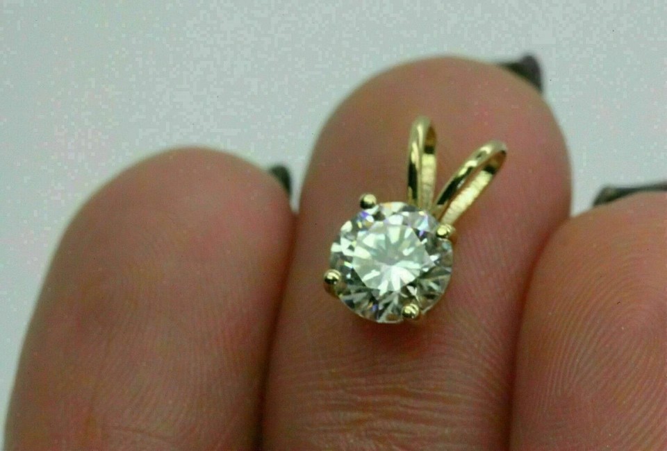 2Ct Round Cut Lab-Created Diamond Pendant With 18" Chain 14k Yellow ...