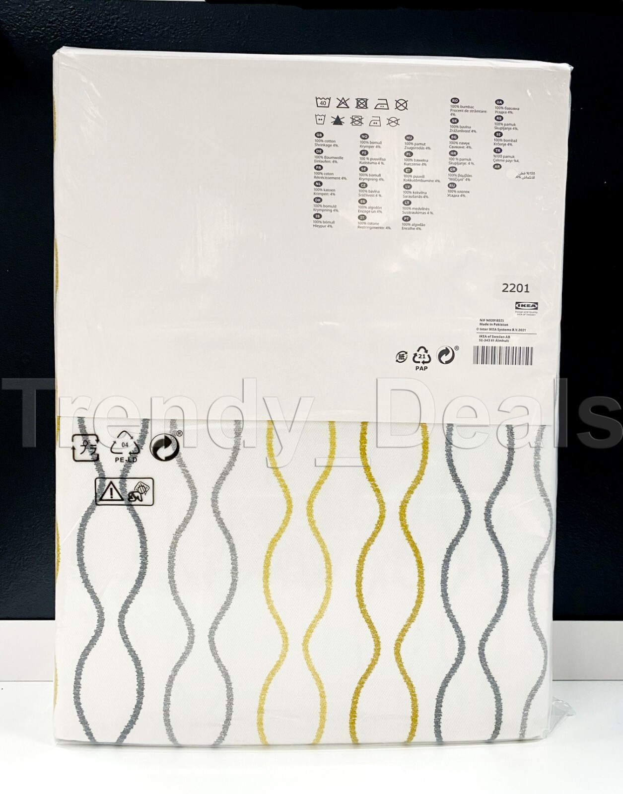 Ikea HENNY RAND Curtains 2 Panels (1 pair) 57" x 98" Geometric White ...