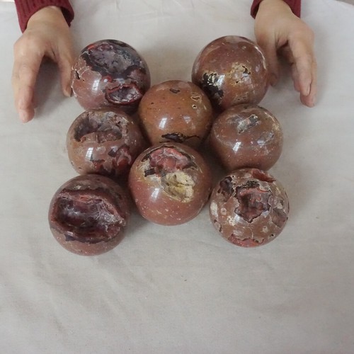 10.3LB 8 Natural Vesuvianite Agate Carnelian Crystal Geode Sphere Ball ...