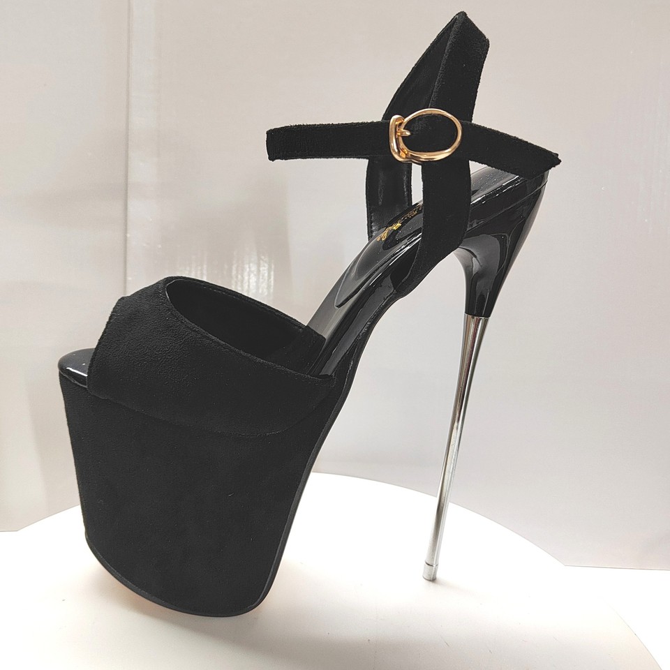 19cm Ultra High Heels Metal Stiletto Platform Sandals Women's Ankle ...