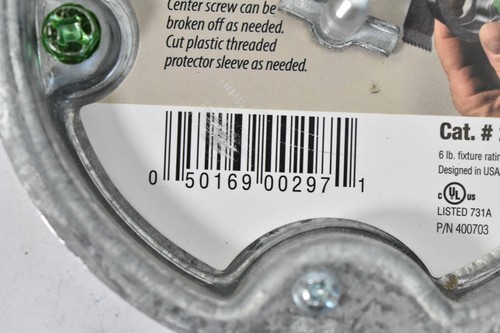 Hubbell Raco 297 Round Old Work Pan Ceiling Rated Box 4" x 1/2" Steel ...