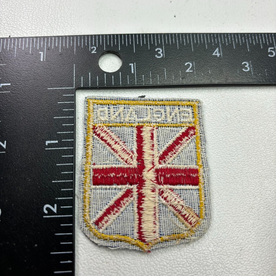 Vintage UNION JACK FLAG THEME WHITE LETTER ENGLAND Patch United Kingdom ...