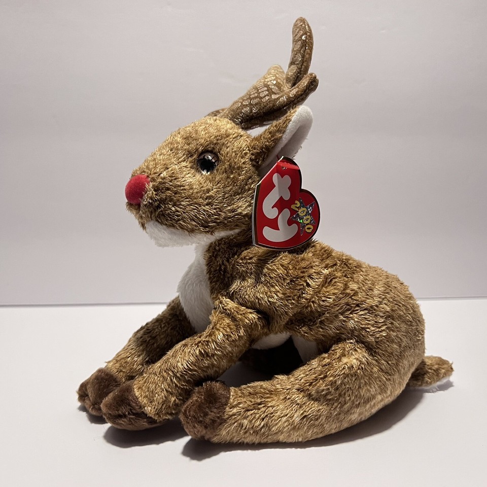 TY Beanie Baby ROXIE the Reindeer Red Nose NWT Vintage Ty Stuffed ...