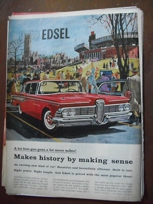 1958 VTG Original Magazine Ad Auto Car Edsel Makes History By Making ...