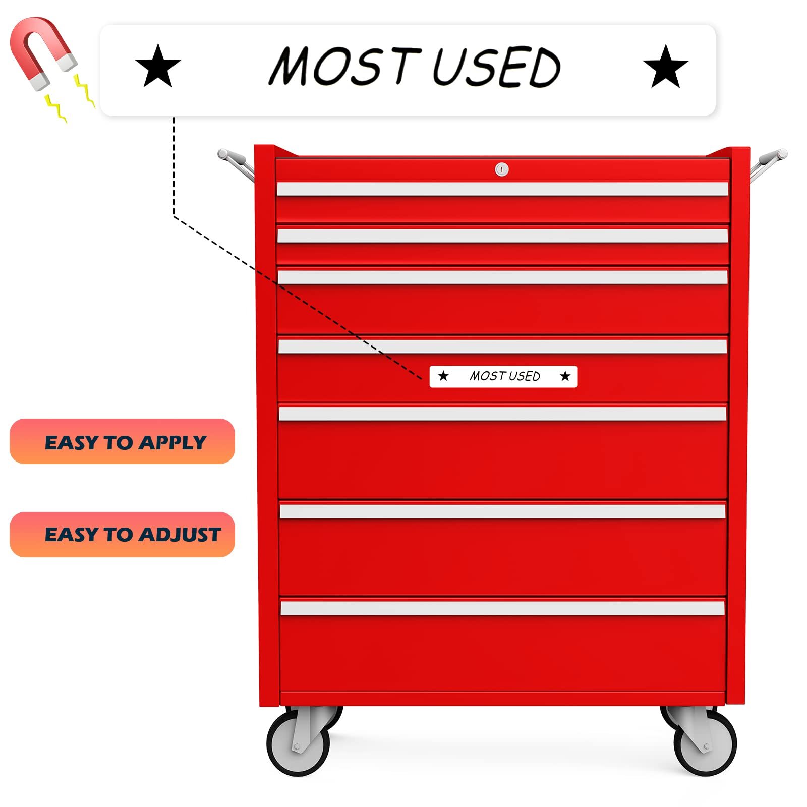 66 Pcs Magnetic Tool Box Labels Tool Chest Organizer Stickers for ...