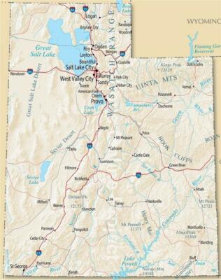 UTAH STATE ROAD MAP GLOSSY POSTER PICTURE PHOTO BANNER UT highway salt ...