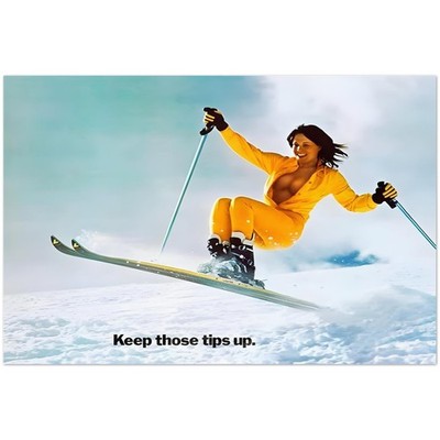 Keep Those Tips Up Ski Jump Retro Yellow Suit Poster | eBay