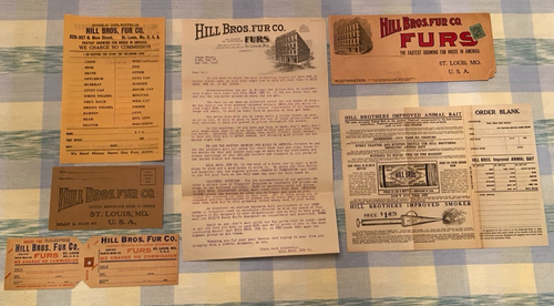 1915 Hills Bros Fur Co Promo Package Letter Tag /Envelope Order Form ...
