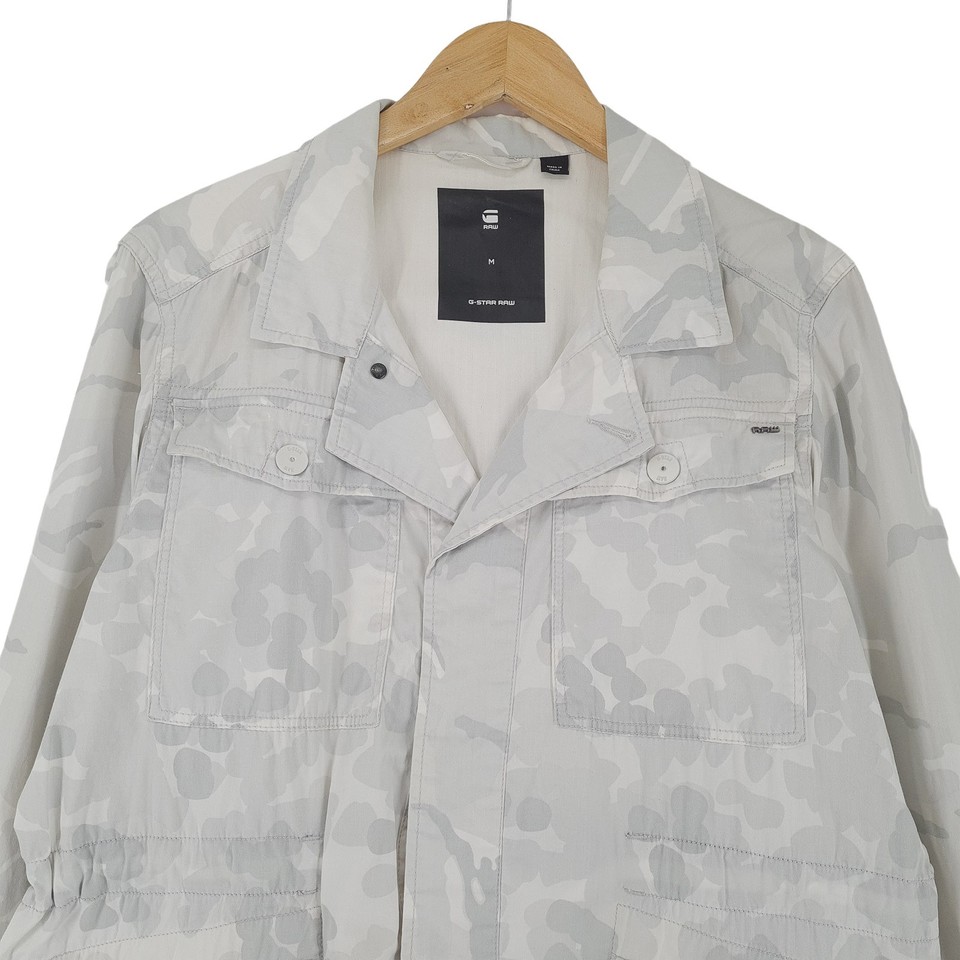 G-Star Jacket White Cotton Camo Button Up Breathable Women Ym3 Size M ...