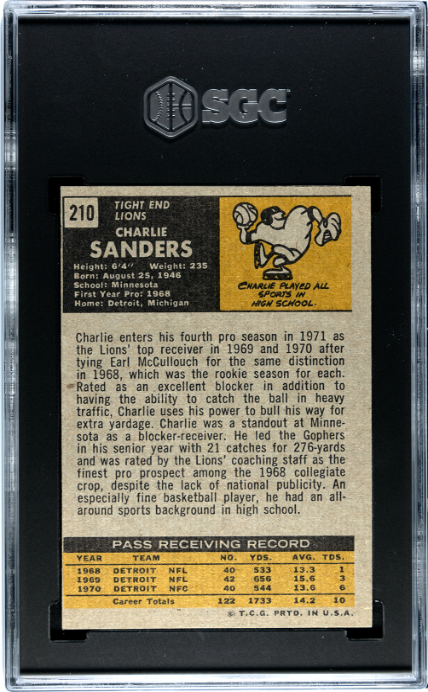 1971 Topps #210 Charlie Sanders SGC 4 | eBay