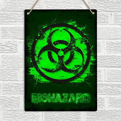 Green BIOHAZARD Symbol Warning Funny Metal Wall Door Sign Plaque Man ...