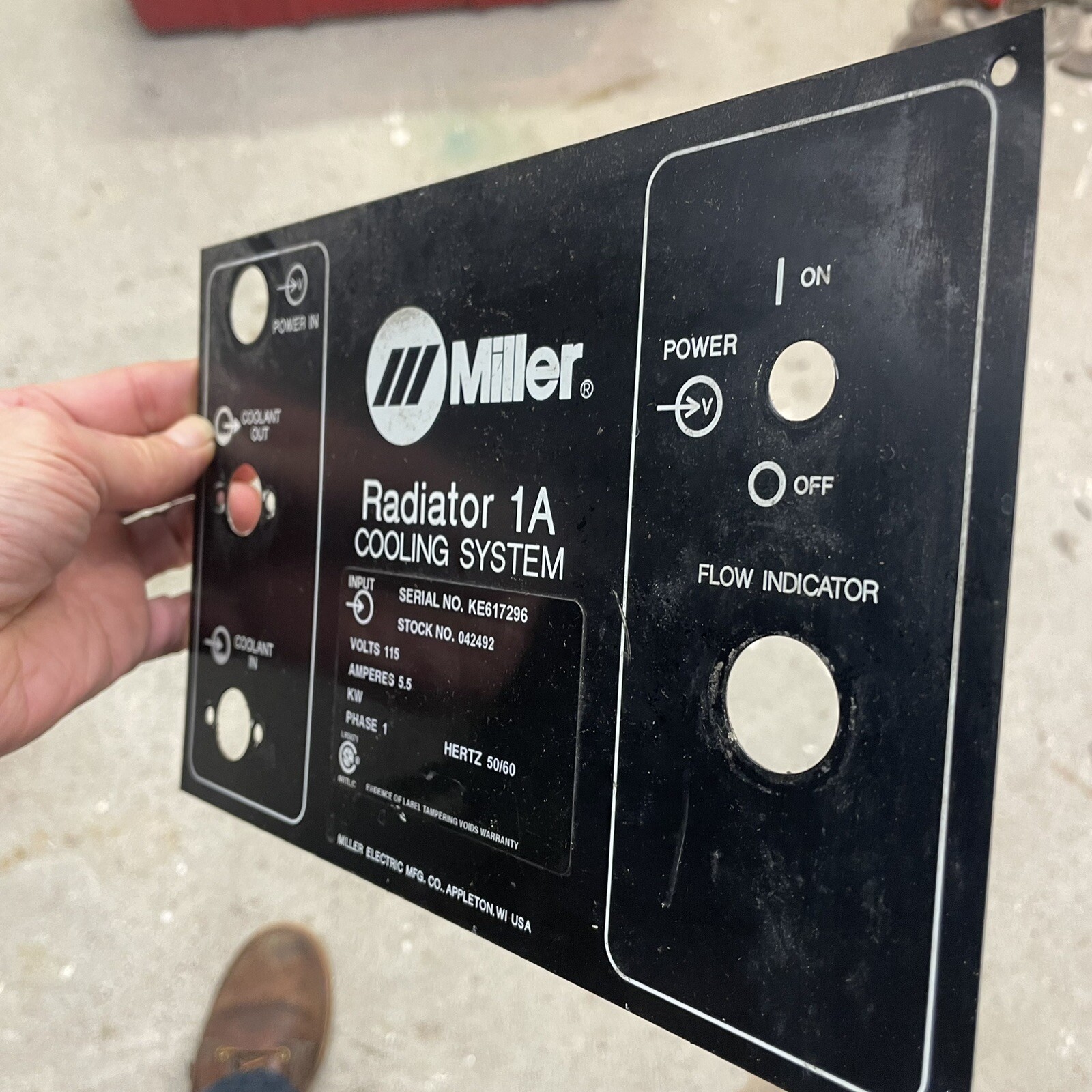 Miller Radiator 1A TIG MIG Welder NAME PLATE | eBay