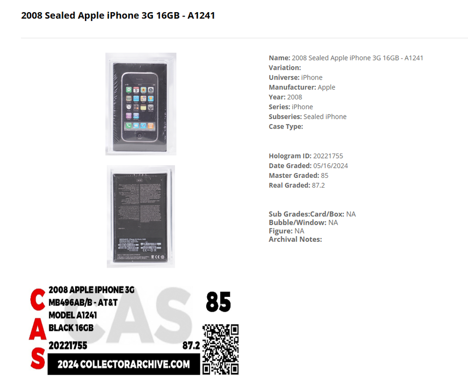 2008 Original FACTORY SEALED Apple iPhone 3G AT&T Model A1241 16GB CAS ...