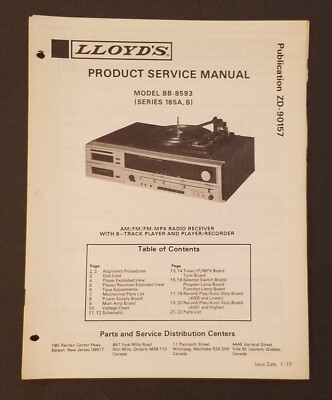 Lloyd's Model Model BB-8593, AM/FM Radio Receiver 8 Track Service ...