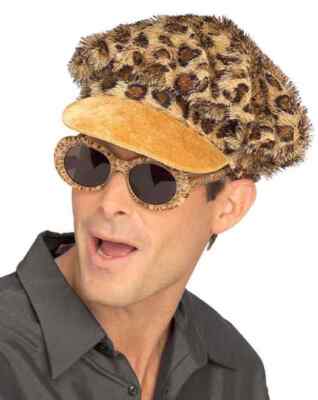 Leopard Print 70's Disco Pimp Hat & Sunglasses Halloween Adult Costume ...