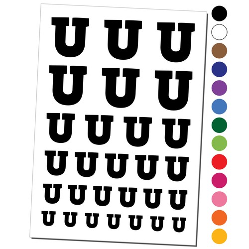 Letter U Uppercase Fun Bold Font Temporary Tattoo Water Resistant Set ...