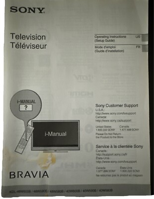Sony Bravia Television TV KDL-48W600B 48W590E 48W580B 40W600B 40W590B ...