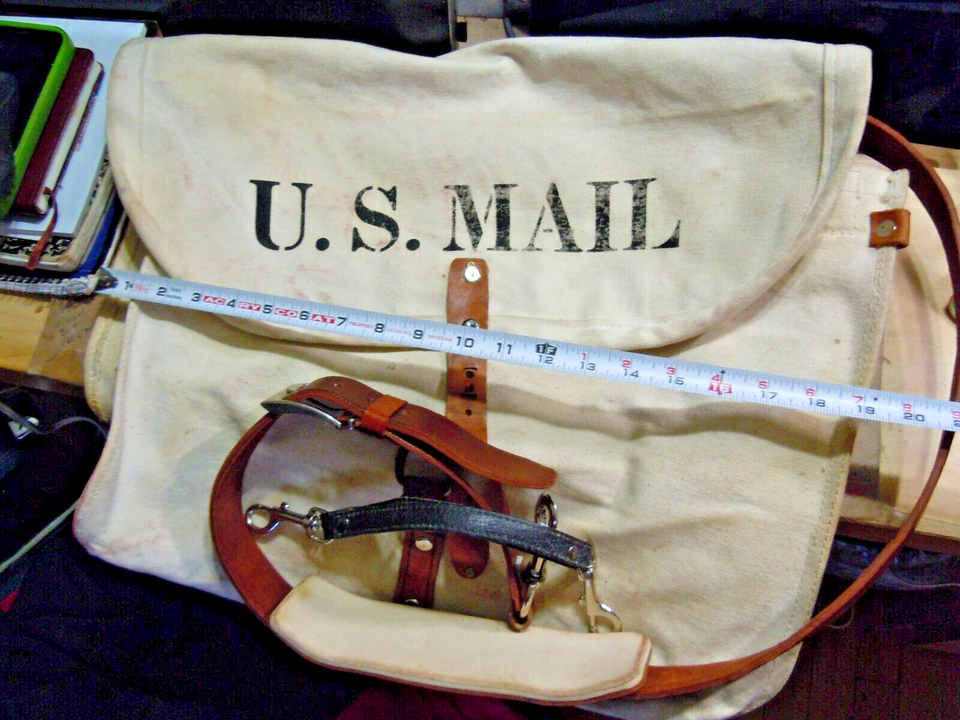 VTG Rare USPS US Leather Canvas Mail Postal Carrier Messenger Briefcase ...
