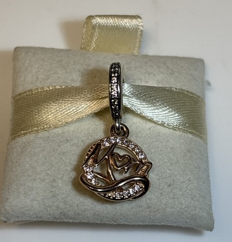 Authentic Pandora #789374C01 Two-tone Mom Dangle Charm Rose Collection ...